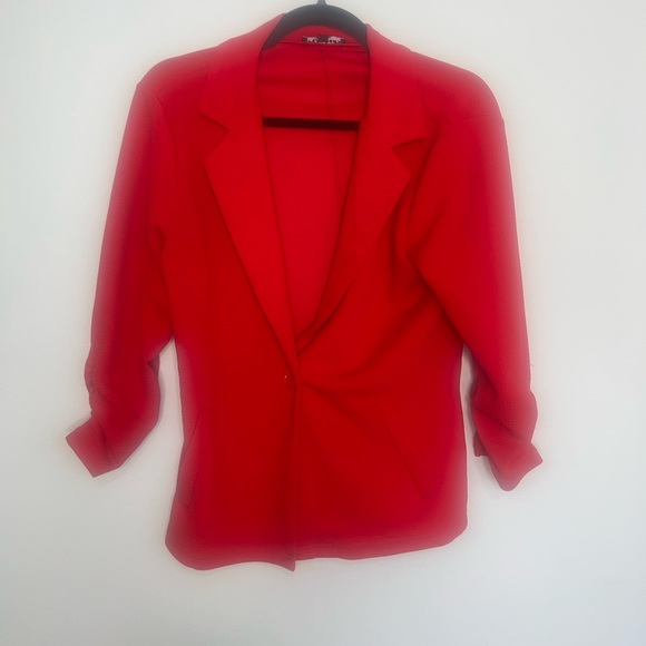 feathers | Jackets & Coats | Feathers Red Texture Blazer | Poshmark